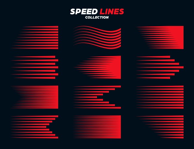 Red comic speed lines signs collection motion Vector Image
