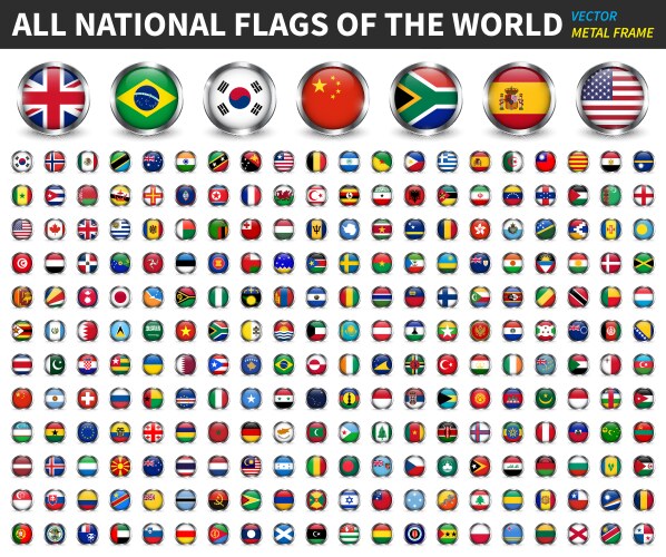 All european country flags icons circle shape Vector Image