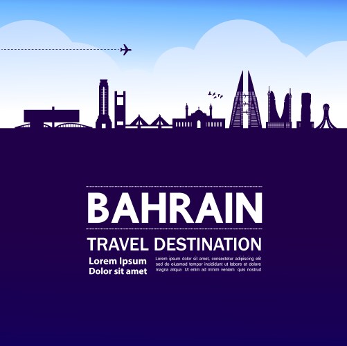 Travel to bahrain manama set cultural symbols Vector Image
