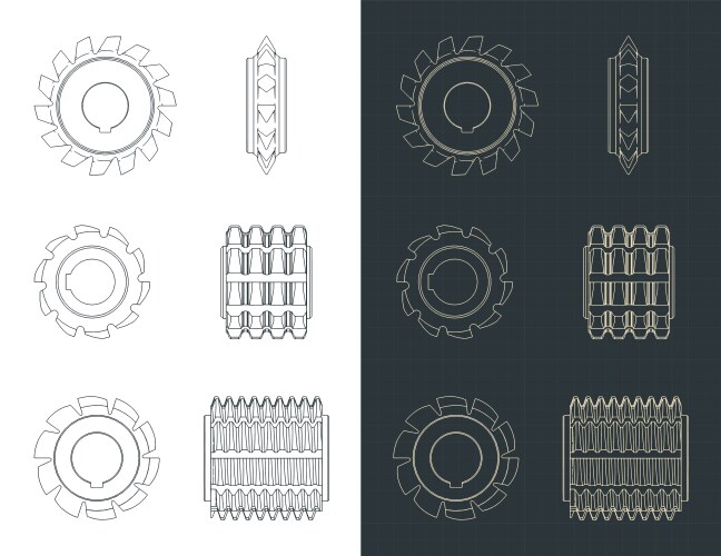 Mill cutter blueprints Royalty Free Vector Image