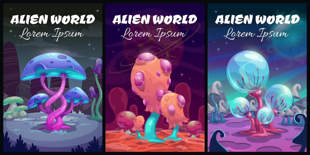 Fantasy alien planets for ui space game Royalty Free Vector
