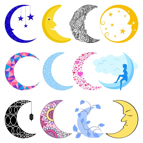 Moon phases Vector Images & Graphics for Commercial Use | VectorStock