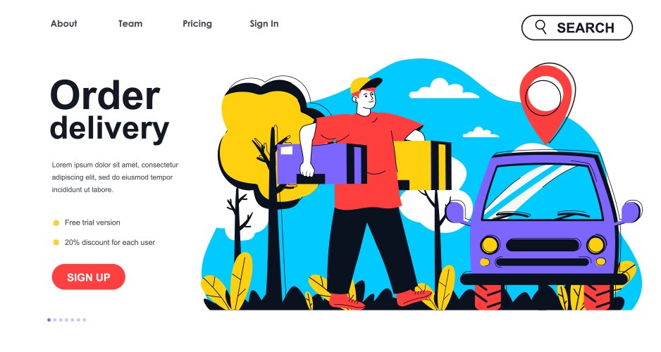 Home delivery concept for landing page template Vector Image