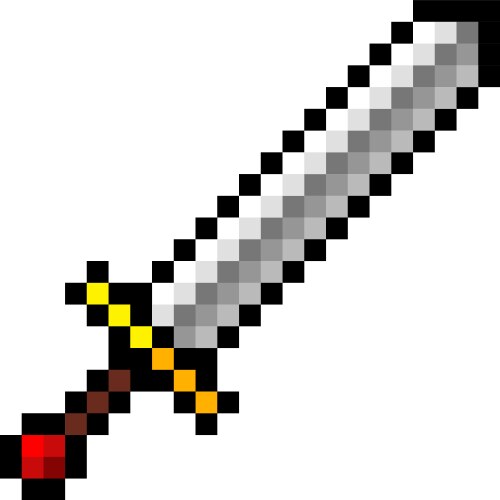 Sword icon consist from lot of pixels color card Vector Image