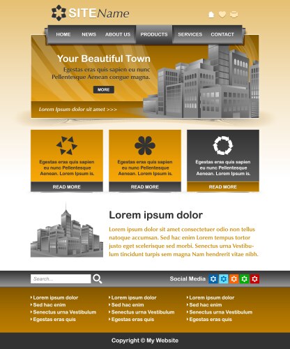 Editable website template Royalty Free Vector Image