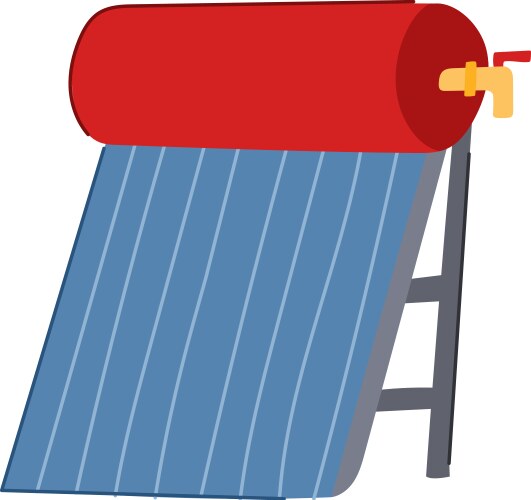 Solar water heater set cartoon Royalty Free Vector Image
