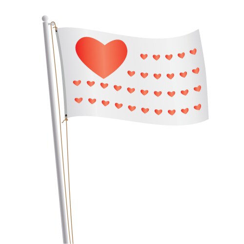 Red heart symbol on flag Royalty Free Vector Image