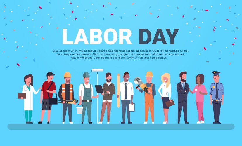 Labour day professional workers group happy Vector Image