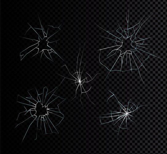 Realistic cracked glass broken mirror with crack Vector Image