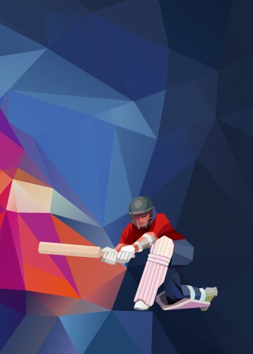 Abstract cricket player polygonal low poly Vector Image