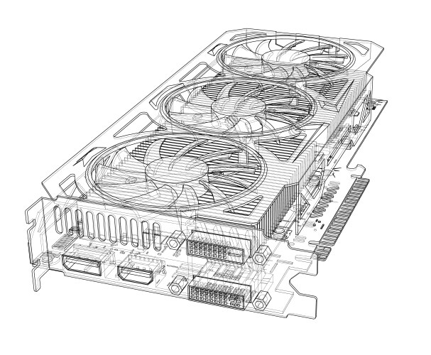 Gpu card outline Royalty Free Vector Image - VectorStock