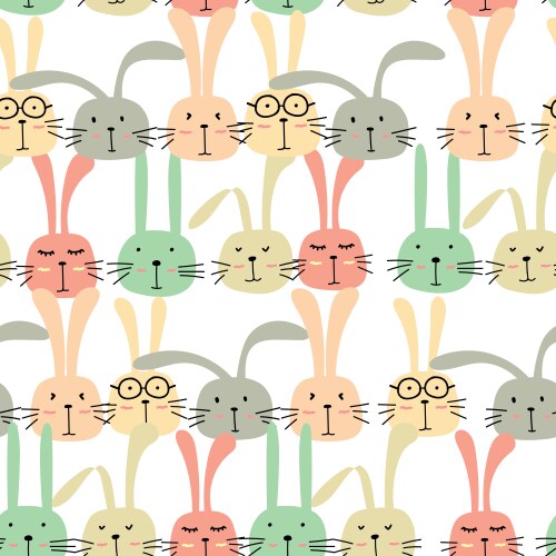Bunny doodle art pattern background Royalty Free Vector