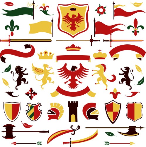 Royal medieval heraldic crowns set Royalty Free Vector Image