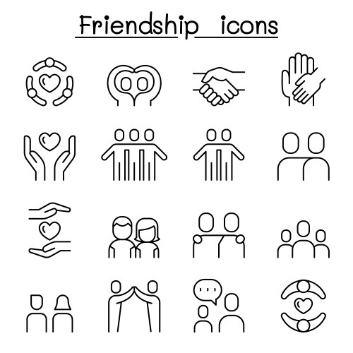 Friendship line icon set Royalty Free Vector Image