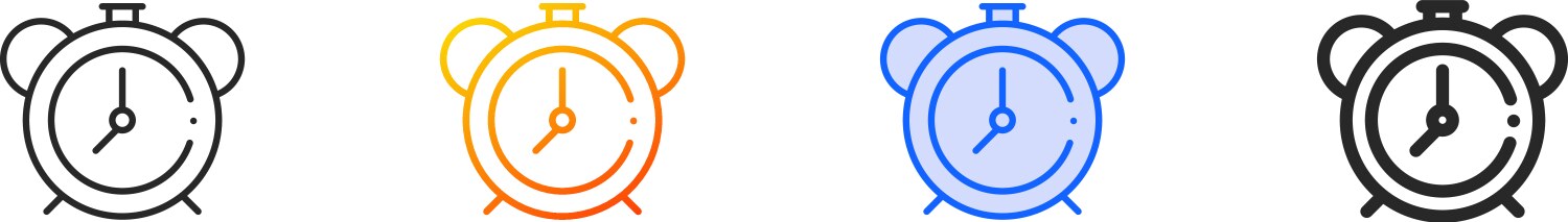 Clock iconthin linear gradient blue stroke Vector Image