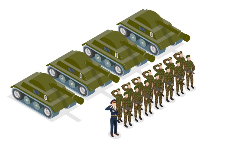 Military air base isometric composition Royalty Free Vector