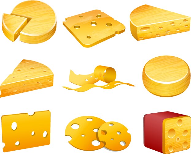 Cheese set Royalty Free Vector Image - VectorStock