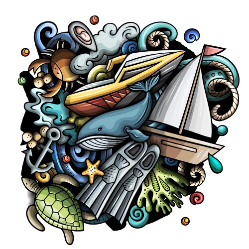 Funny divers cartoon standing with smiling Vector Image