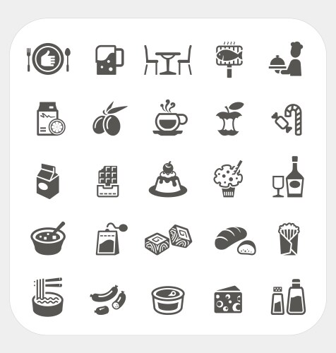 Food icons and elements Royalty Free Vector Image