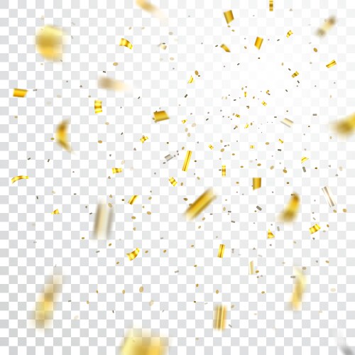 Gold confetti explosion on transparent background Vector Image