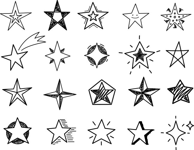 Linear stars set Royalty Free Vector Image - VectorStock