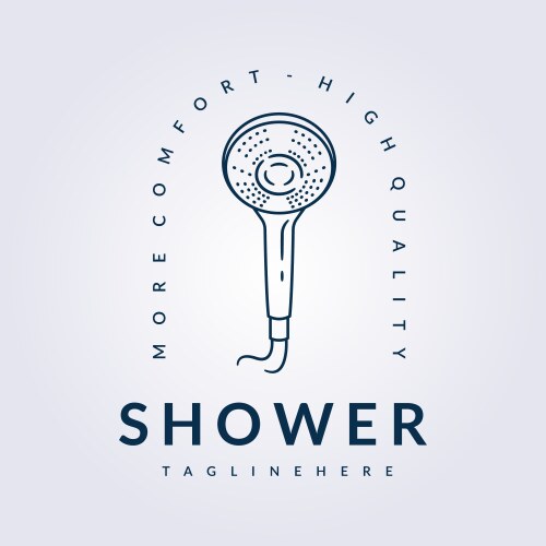 Shower bath badge bathroom logo line Royalty Free Vector