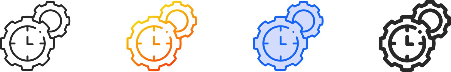 Clock iconthin linear gradient blue stroke Vector Image