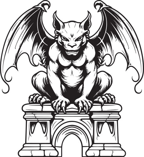 Gothic sentinel gargoyle full body statue Vector Image
