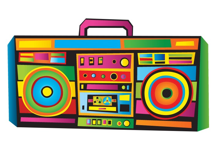Funky colorful boom box Royalty Free Vector Image