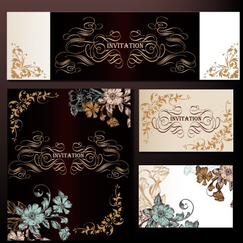 Set of luxury line geometric templates Royalty Free Vector