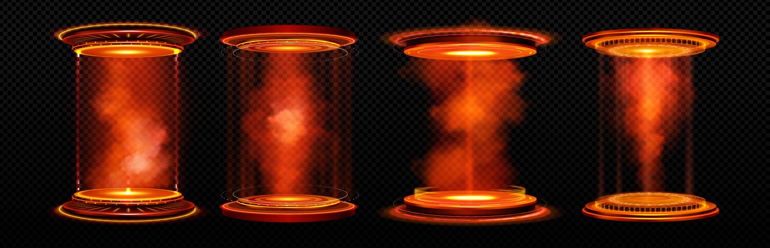 Luminous magic portal teleport with red rings Vector Image