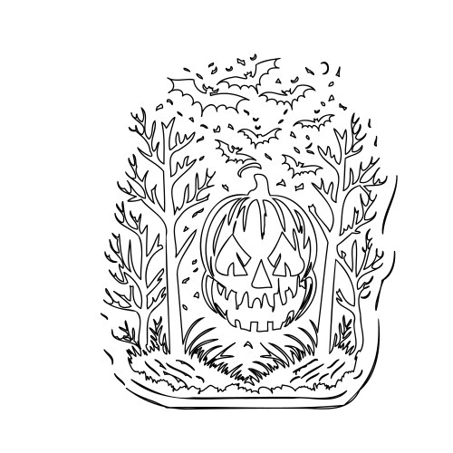 Grave halloween scary outline sketch Royalty Free Vector