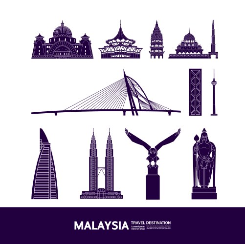 Malaysia landmarks people in traditional Vector Image