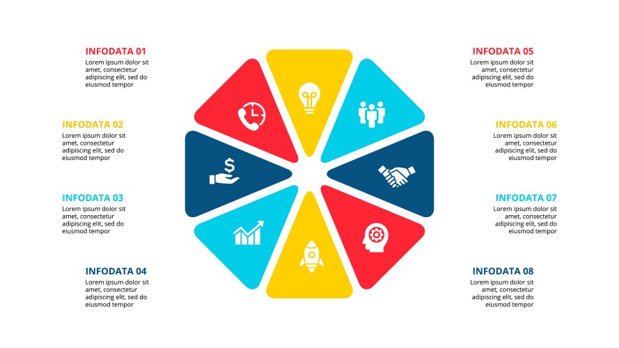 Comics infographic with 8 steps options parts Vector Image