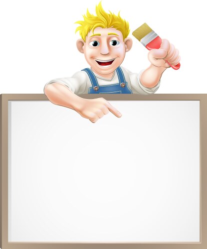 Cartoon painter and scroll Royalty Free Vector Image