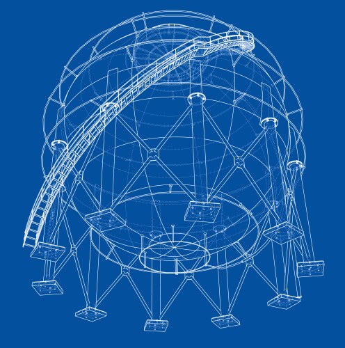 Horizontal pressure tank isometric blueprints Vector Image