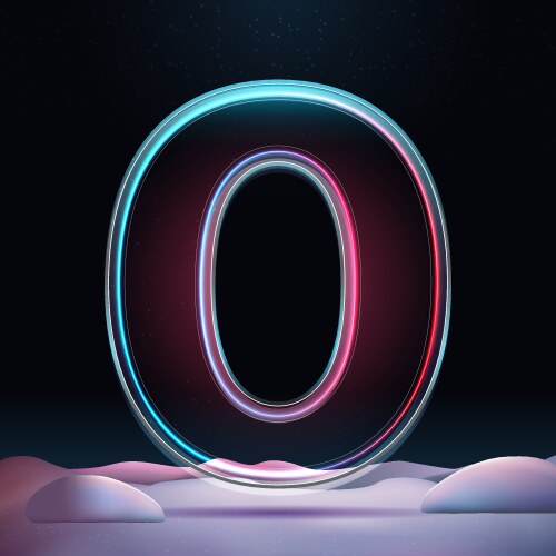3d number with neon light insight glass symbol Vector Image