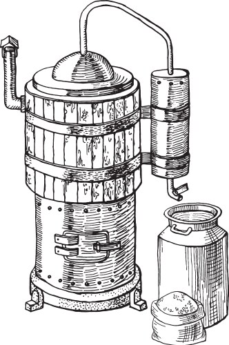 Alcohol distillation process fermentation Vector Image