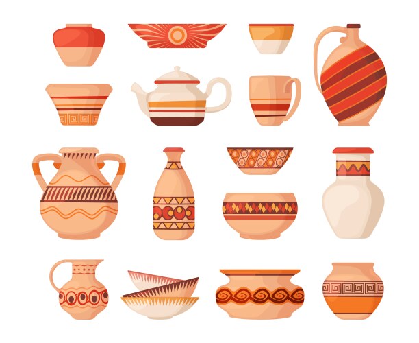 Flower pots and pottery Royalty Free Vector Image