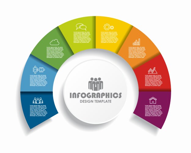 Cycle chart infographic template with 7 parts Vector Image