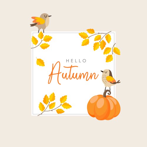 Hello autumn cartoon with hand Royalty Free Vector Image