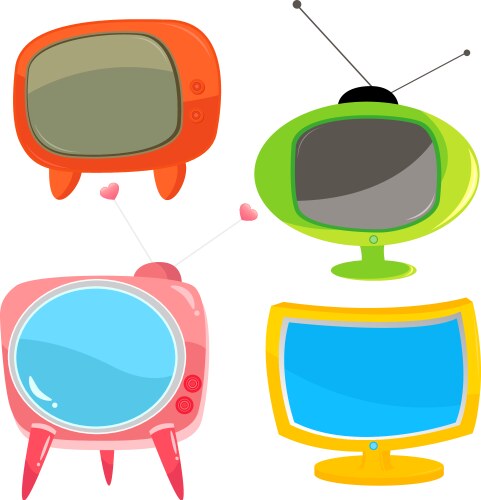 Colorful cartoon of a zany animated television set