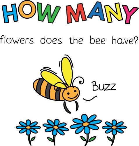 Cartoon bee guessing game Royalty Free Vector Image