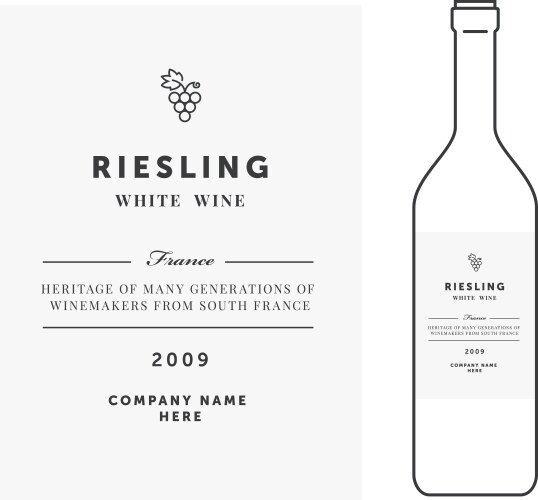White wine label premium template clean Royalty Free Vector