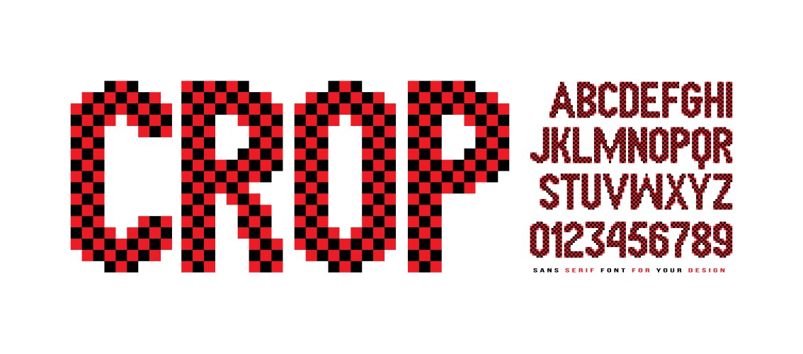 Decorative pixel sans serif font Royalty Free Vector Image