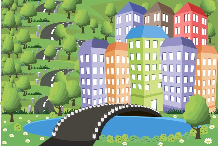 Small town Royalty Free Vector Image - VectorStock