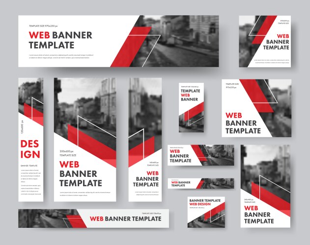 Template of horizontal web banners with diagonal Vector Image