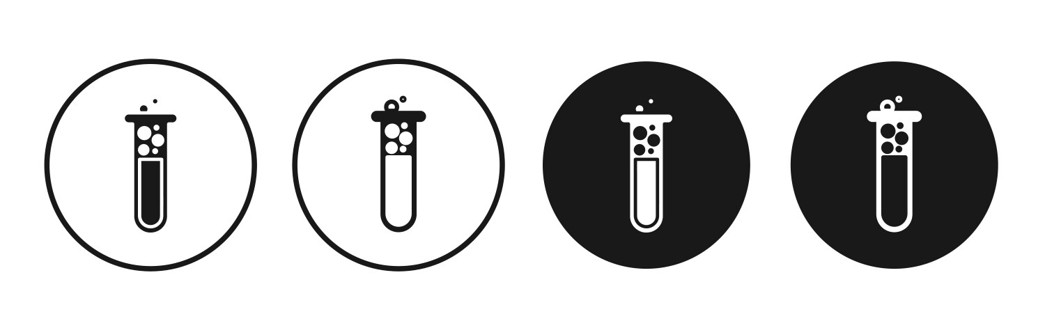 Chemical tube line icon set Royalty Free Vector Image