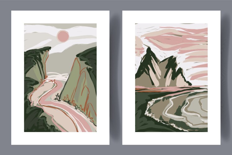 Landscape river nature gorge wall art print Vector Image