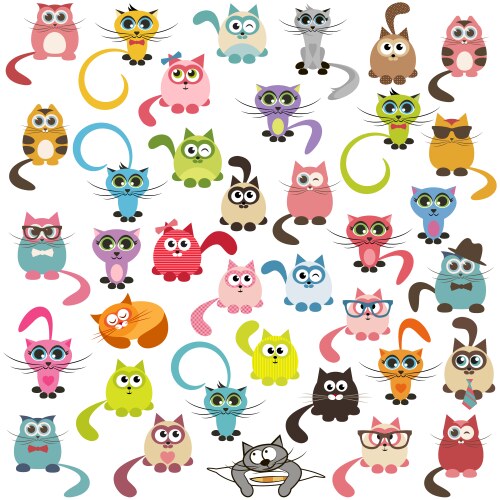 Cute colorful cats set Royalty Free Vector Image